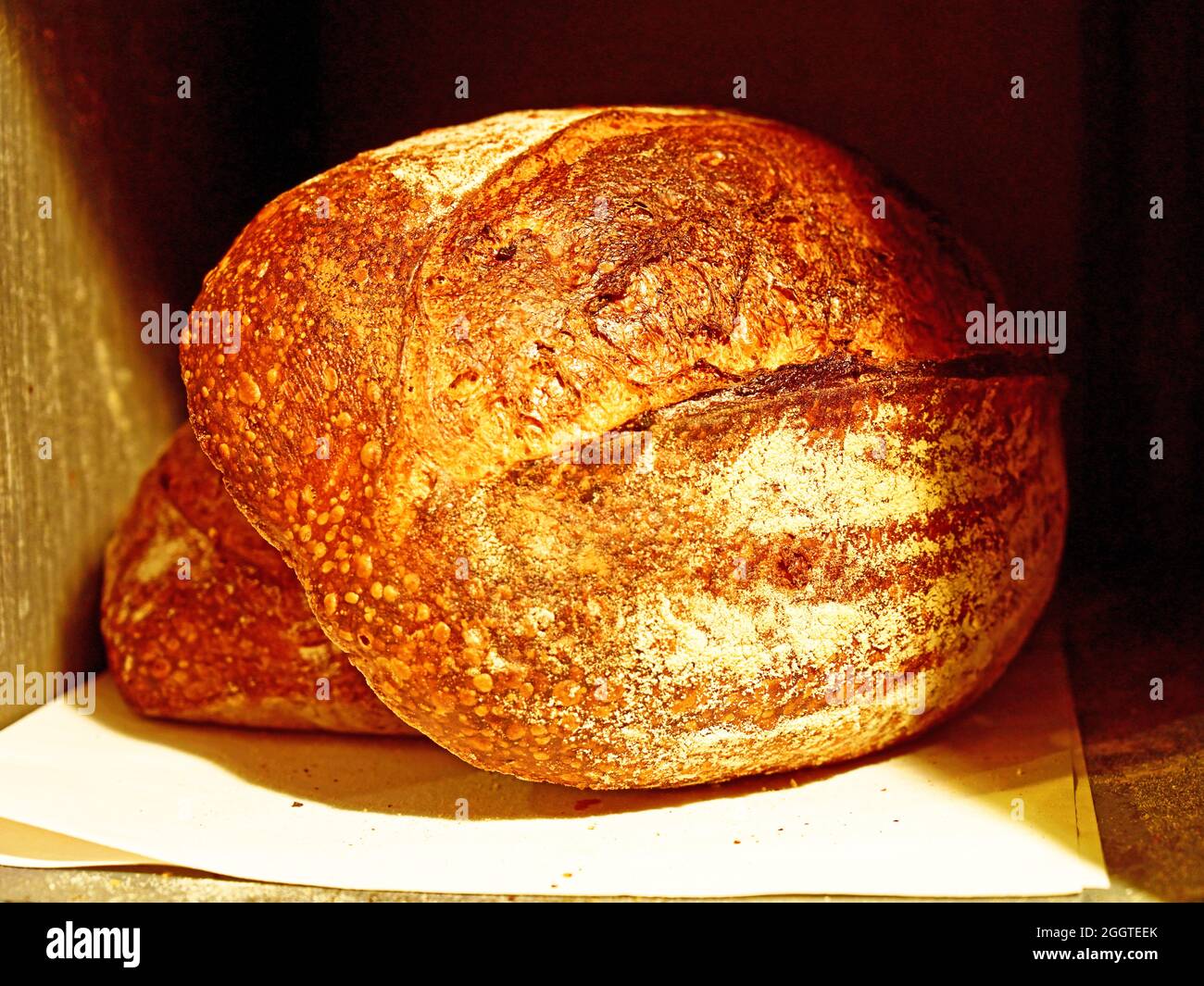 Freshly baked farmhouse crusty loaves Stock Photo - Alamy