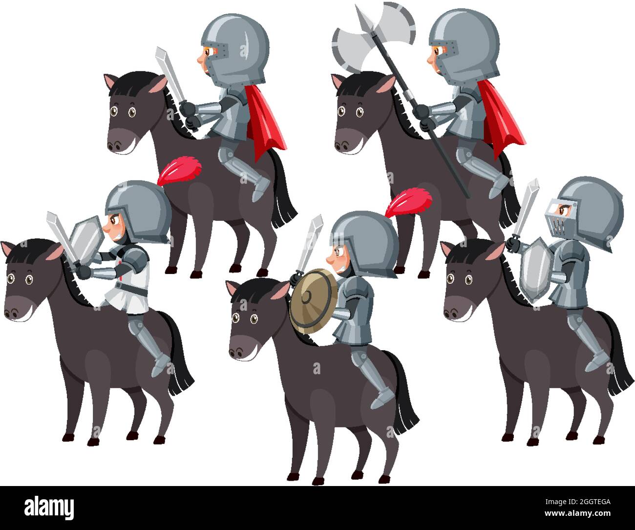 Knights riding horse on white background illustration Stock Vector ...