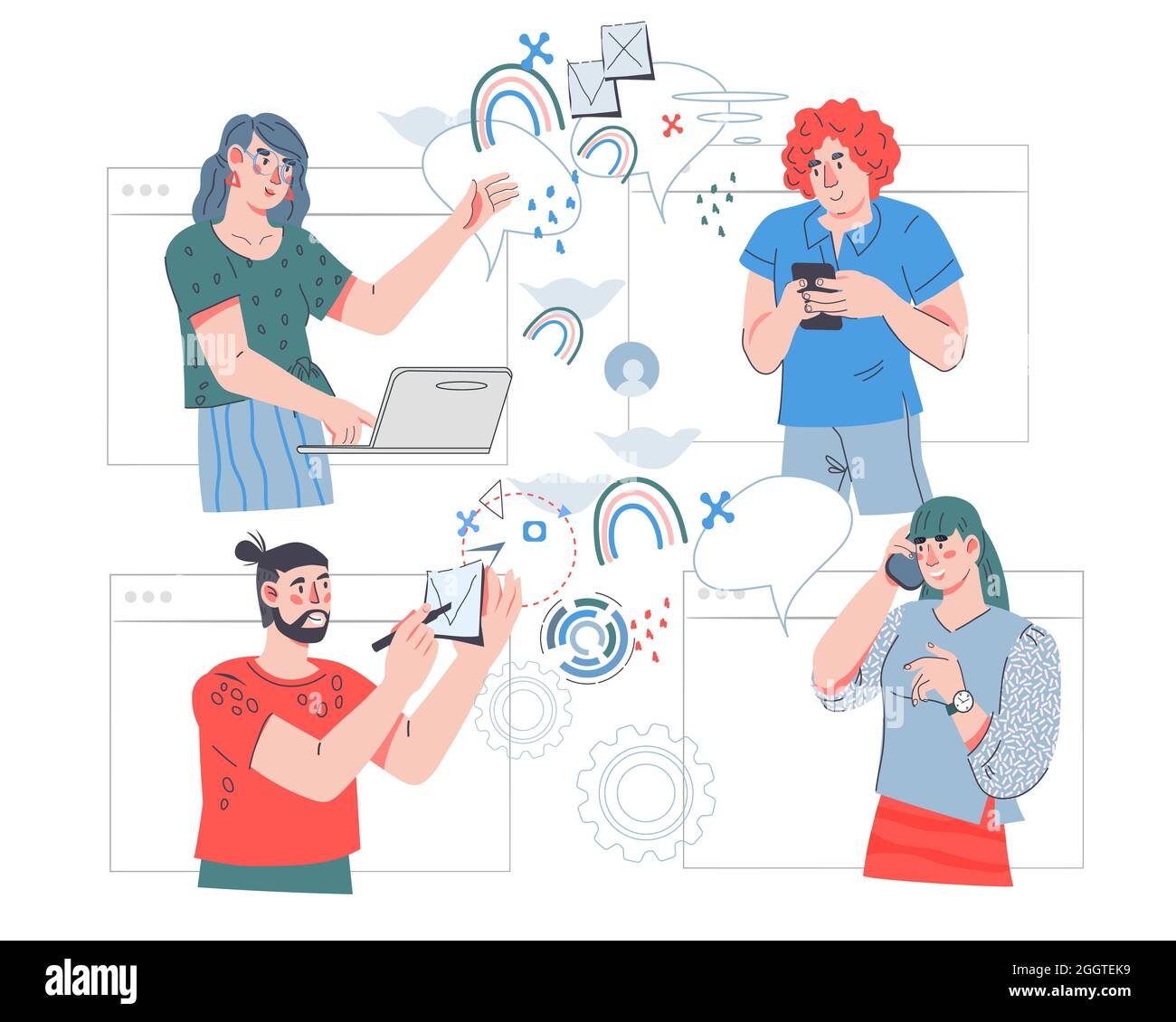 Online conference or video call meeting with people on computer screen ...