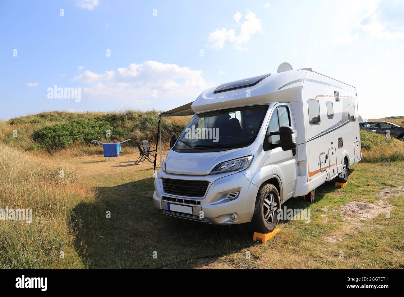 a motorhome in Denmark on the Vejers Strand car beach Stock Photo - Alamy