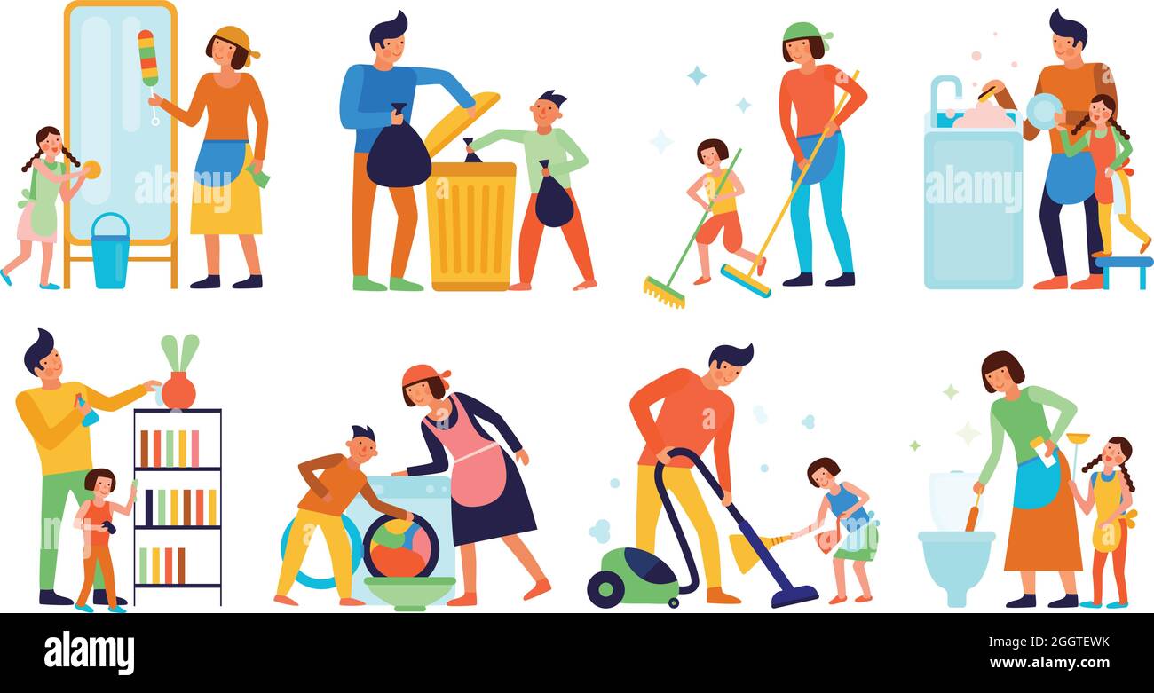 Helping At Home Housework Stock Vector Images - Alamy