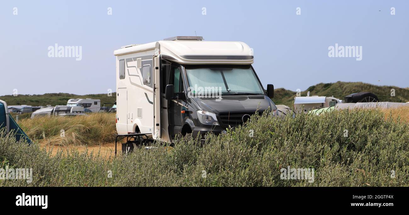 a motorhome in Denmark on the Vejers Strand car beach Stock Photo - Alamy