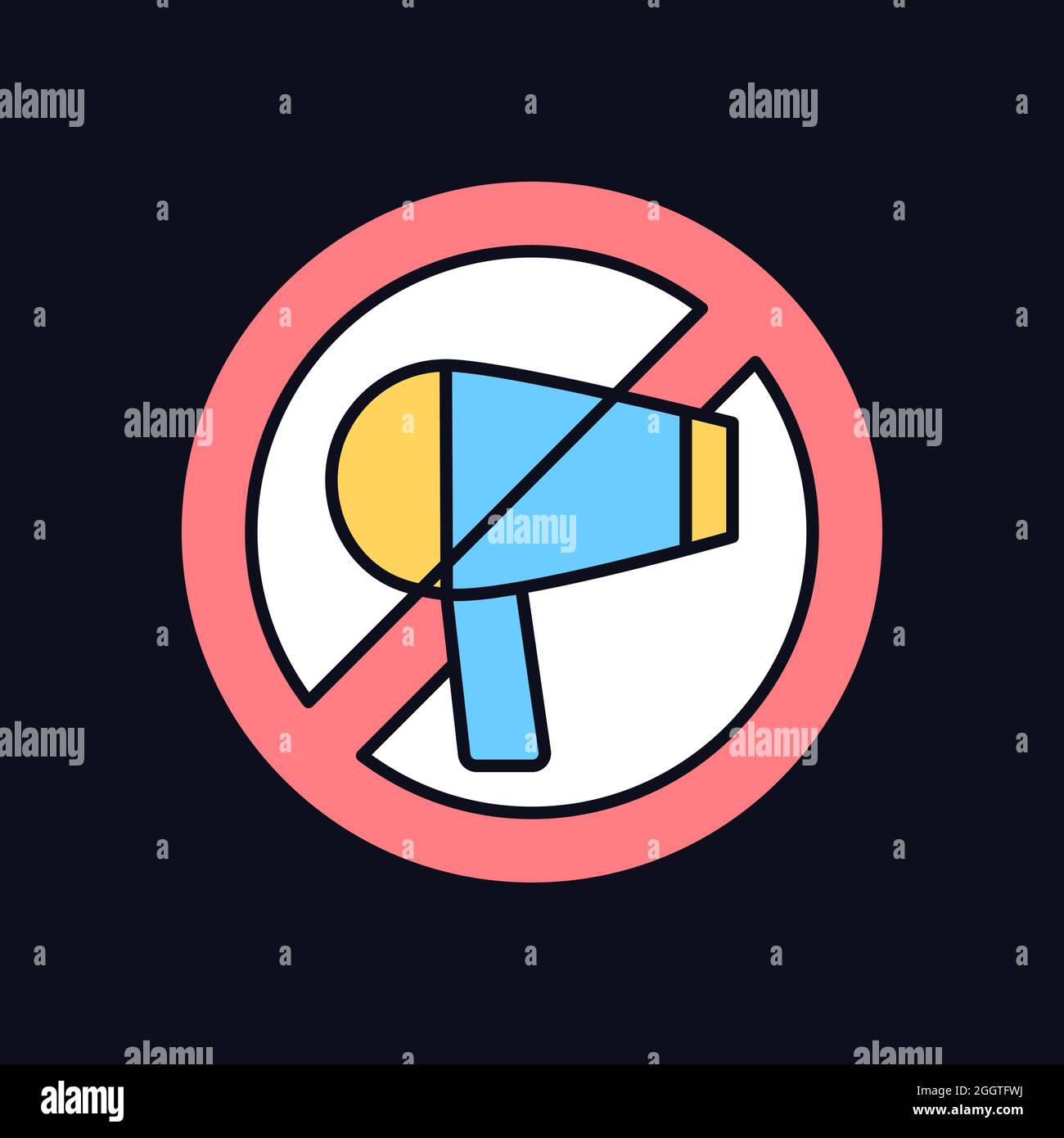 Do not use hairdryer if wet RGB color manual label icon for dark theme ...