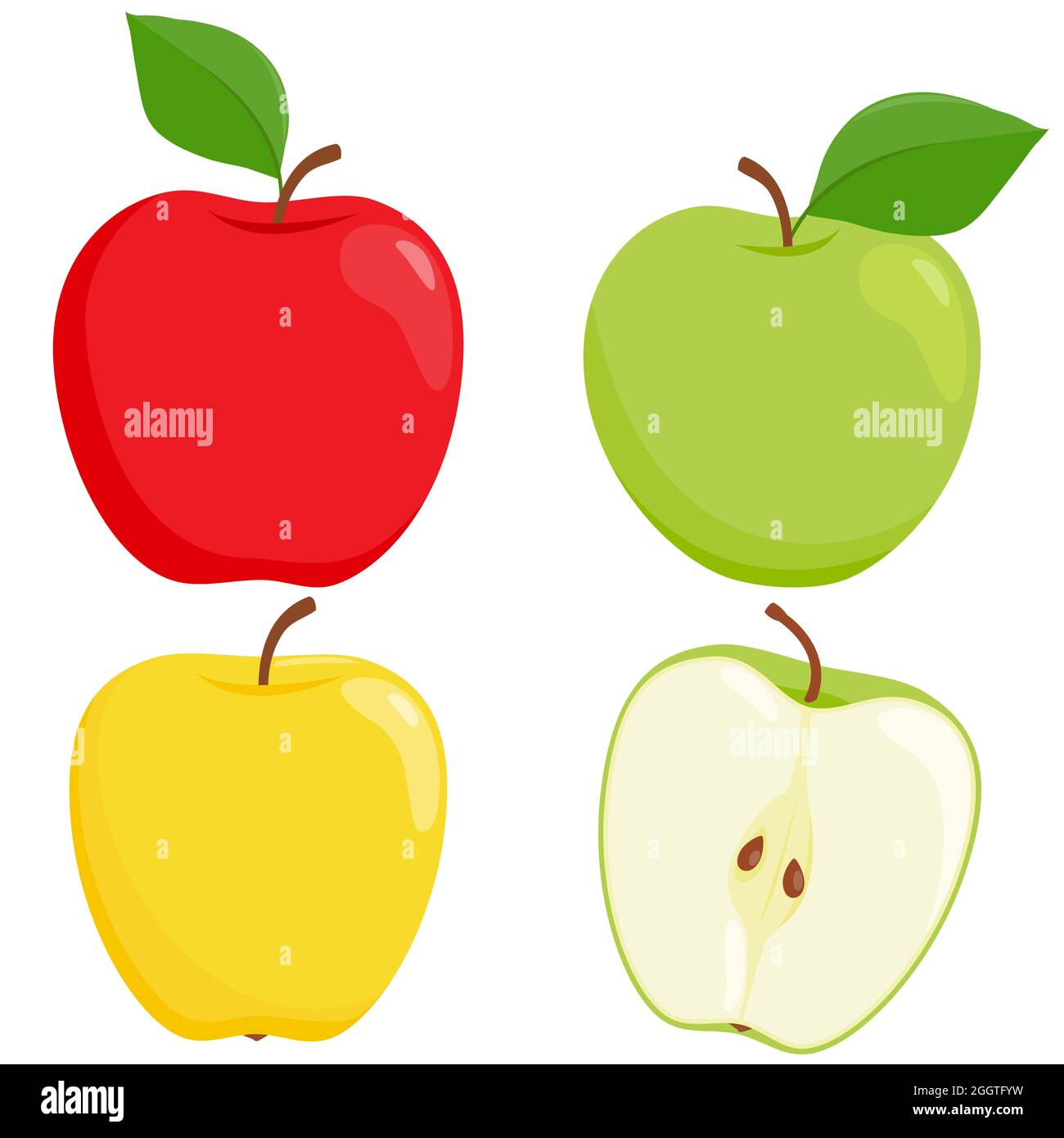 Red, green and yellow apples on white background Stock Photo - Alamy