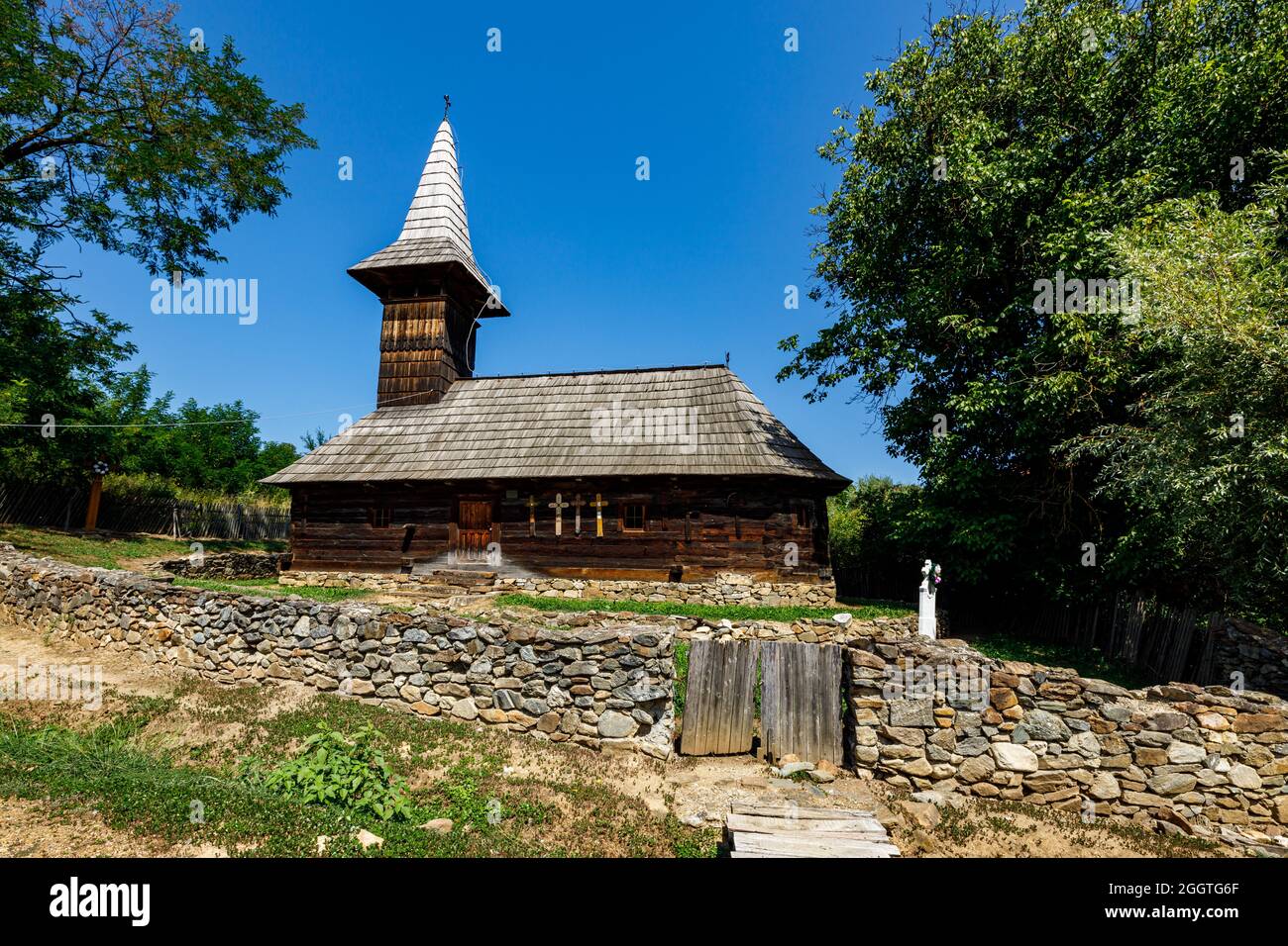 An old wooden village church in Romania Stock Photo - Alamy
