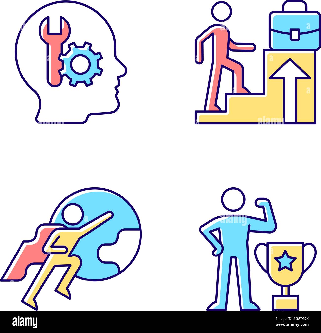 Motivation at work RGB color icons set Stock Vector Image & Art - Alamy