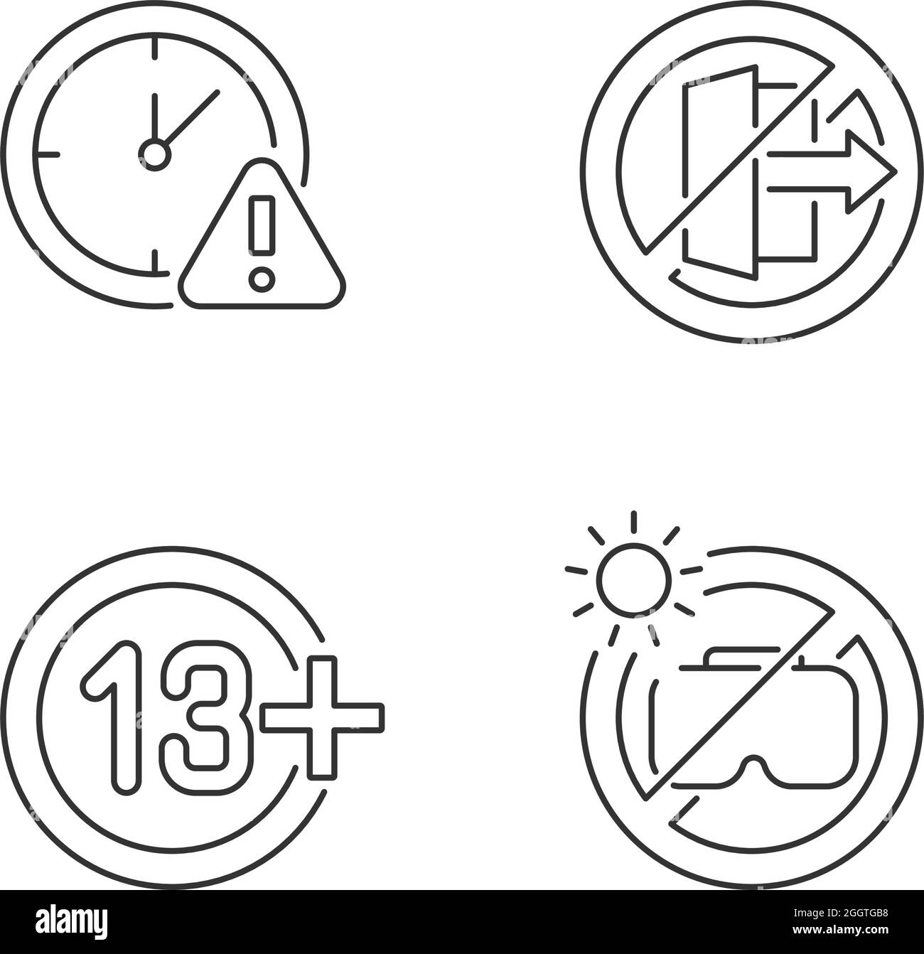 Vr headset usage prohibitions linear manual label icons set Stock ...