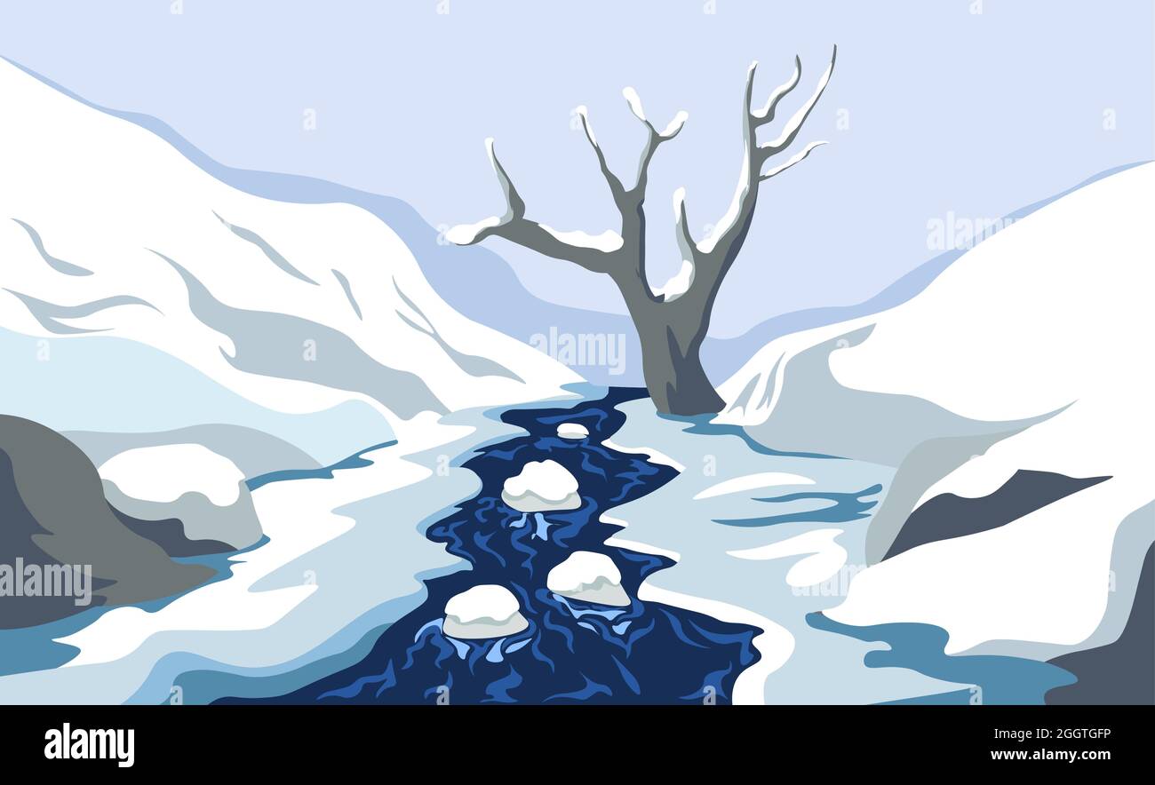 Winter landscape cold season wilderness and nature Stock Vector Image ...