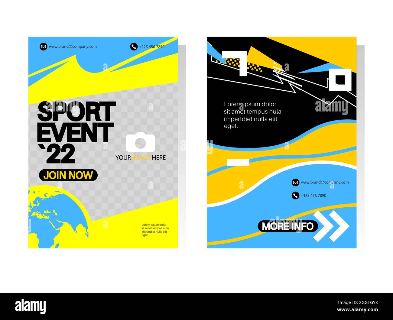 Yellow Blue Sport poster, brochure templates. Geometry leaflet, A4 size ...