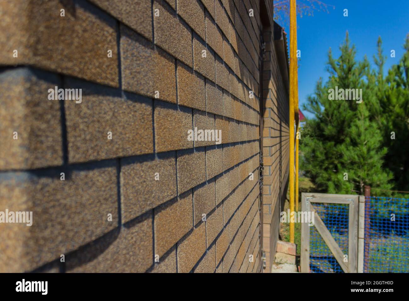 Flexible soft bitumen tile Shinglas. Construction Landscaping Stock ...