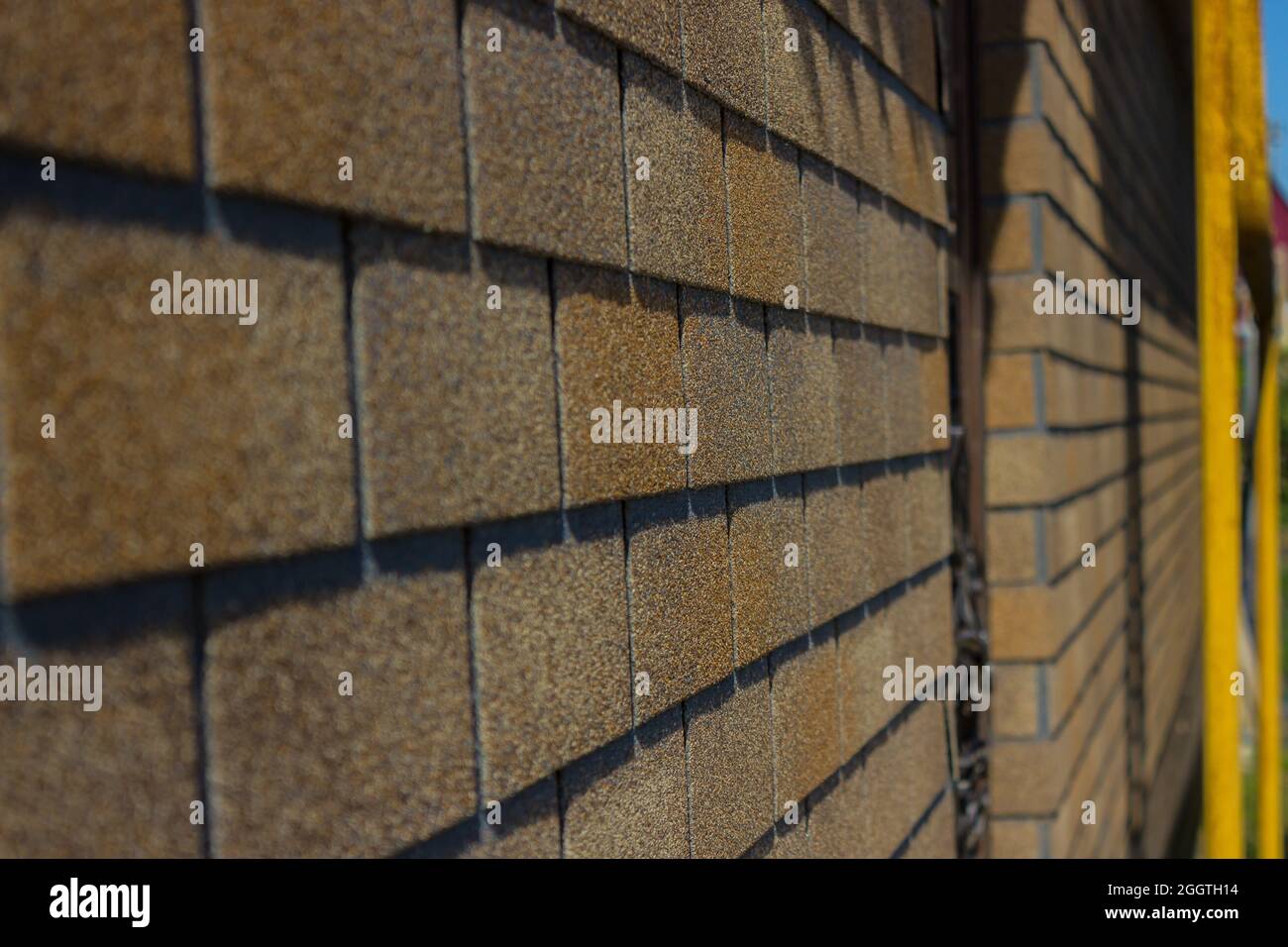 Flexible soft bitumen tile Shinglas. Construction Landscaping Stock ...