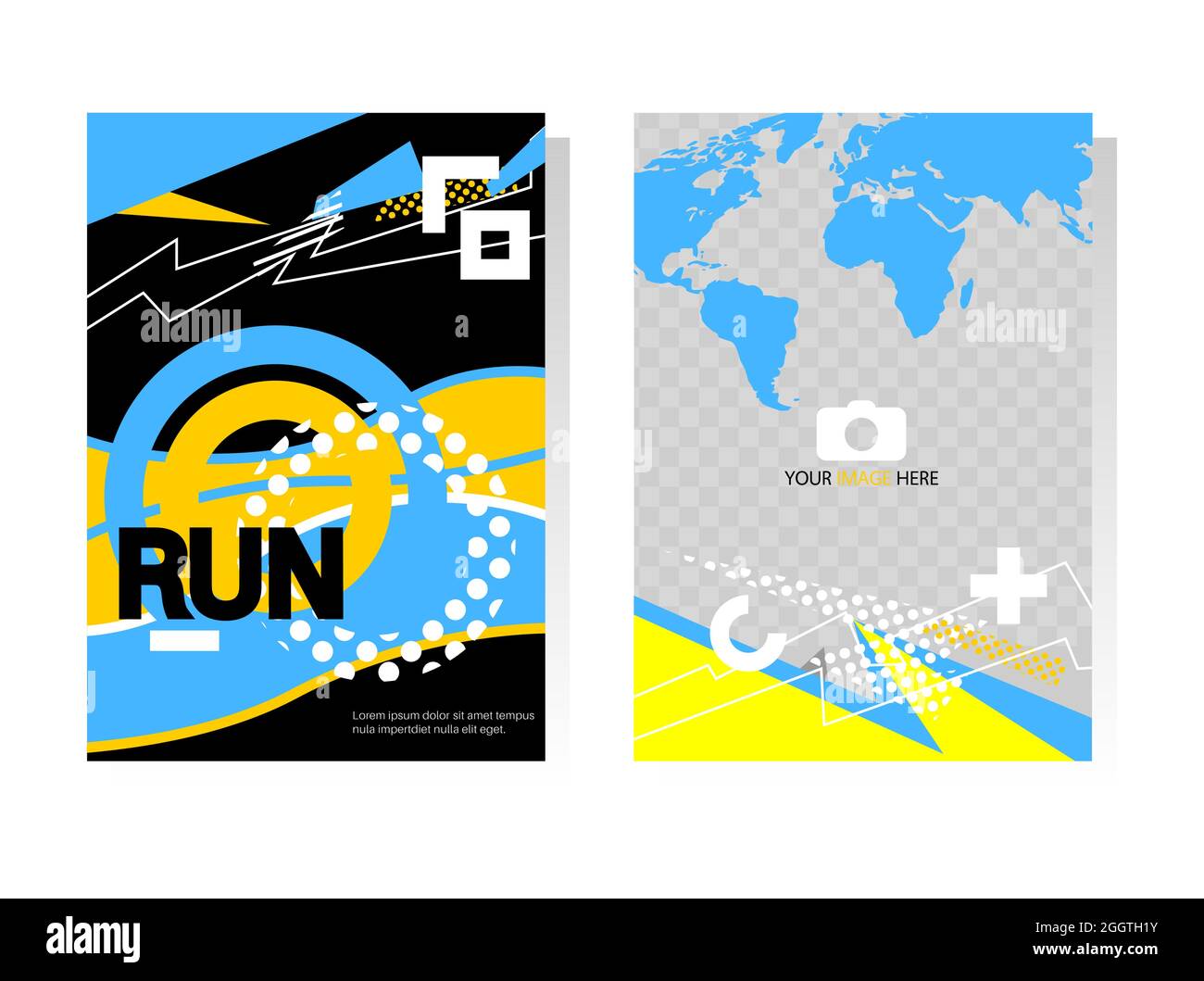 Yellow Blue Sport poster, brochure templates. Geometry leaflet, A4 size ...