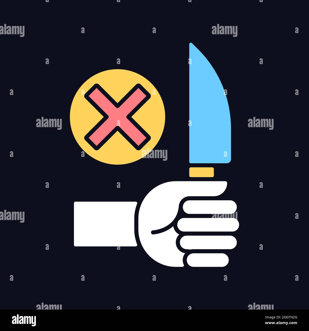 No sharp objects RGB color manual label icon for dark theme Stock ...