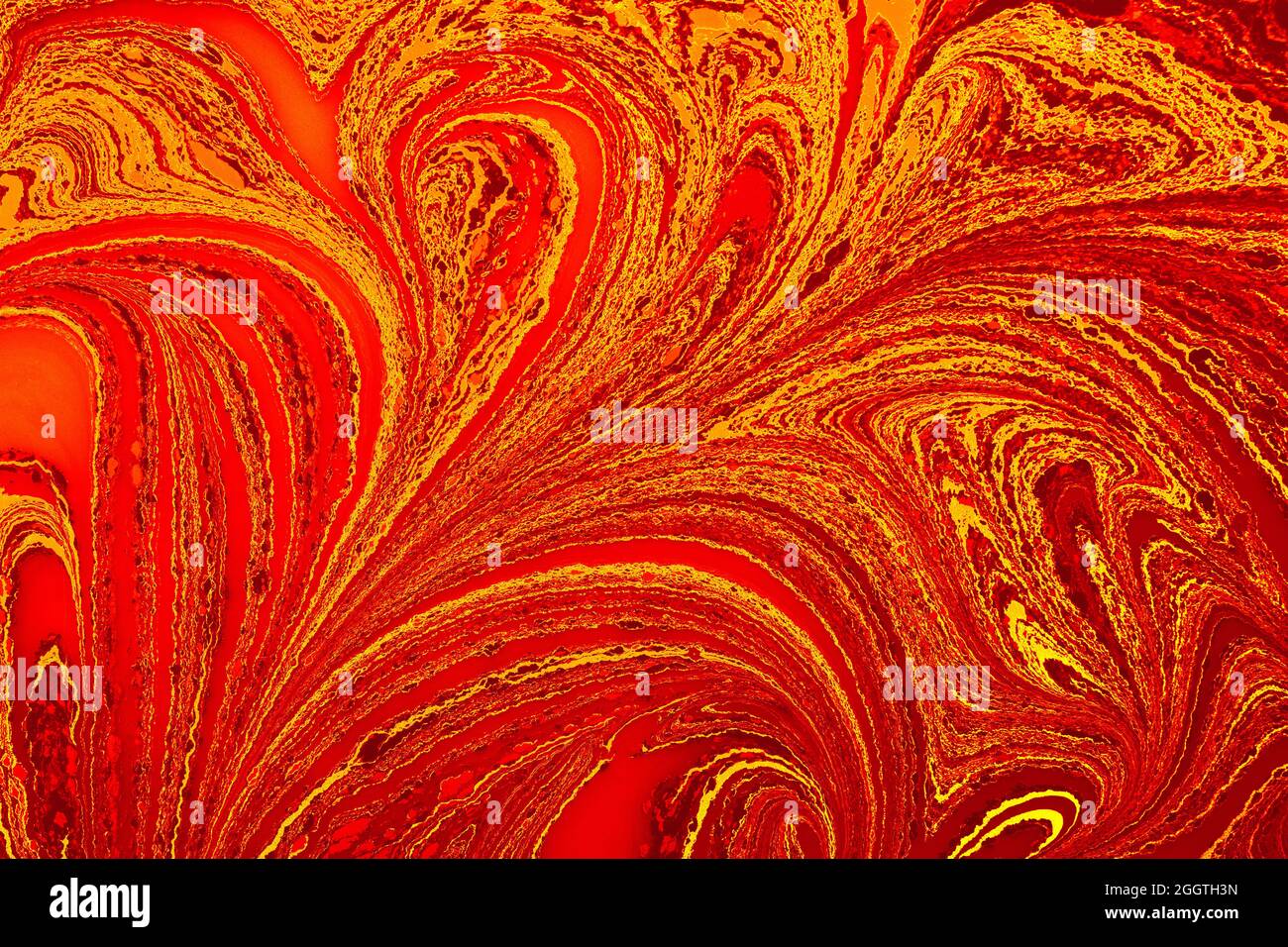 Abstract painting with mixed red and gold oil paint colors - perfect ...