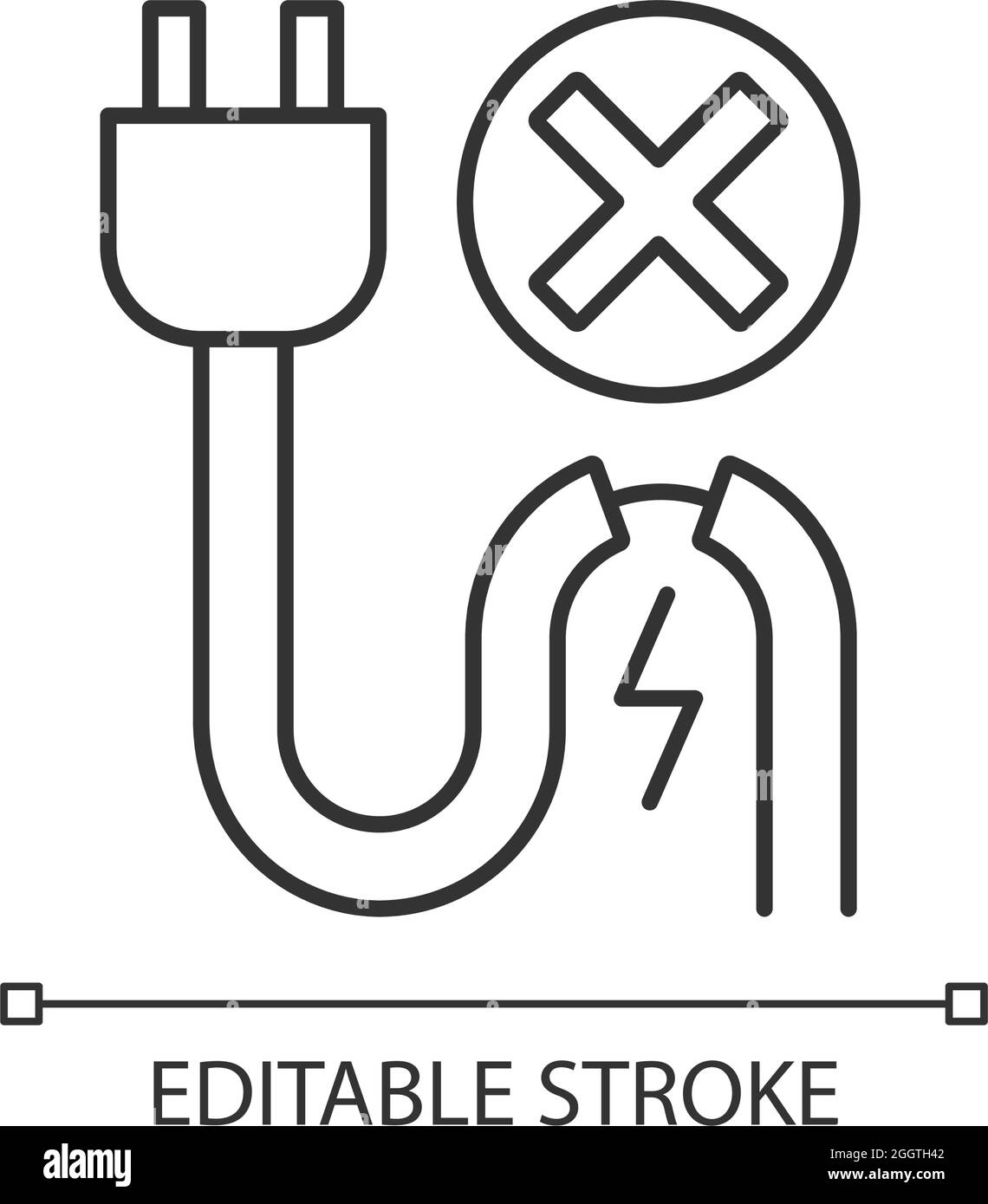 Do not use when damaged cable linear manual label icon Stock Vector ...