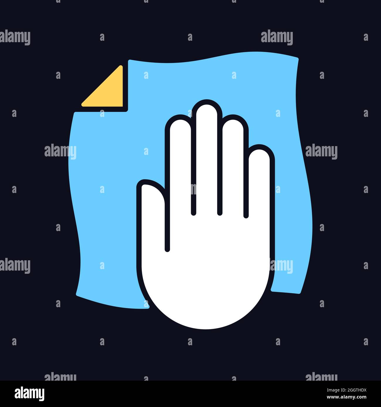 Wipe with dry cloth RGB color manual label icon for dark theme Stock ...