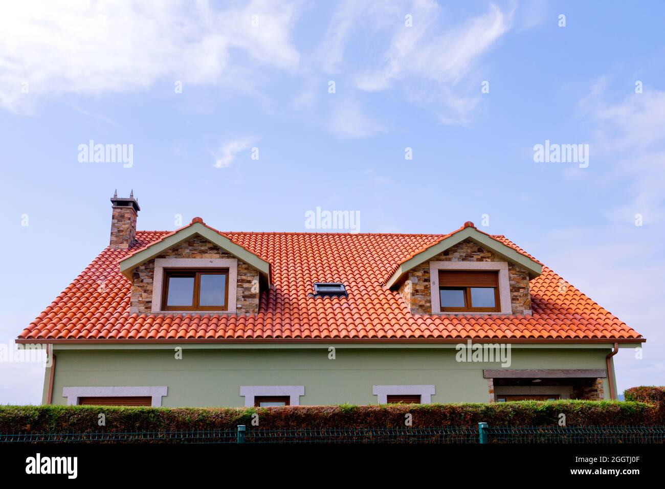 Red tile roof on a traditional house Stock Photo - Alamy
