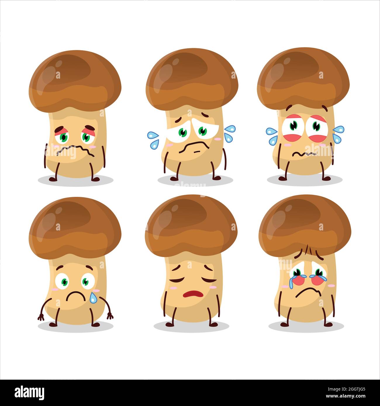 Straw mushroom cartoon character with sad expression. Vector ...