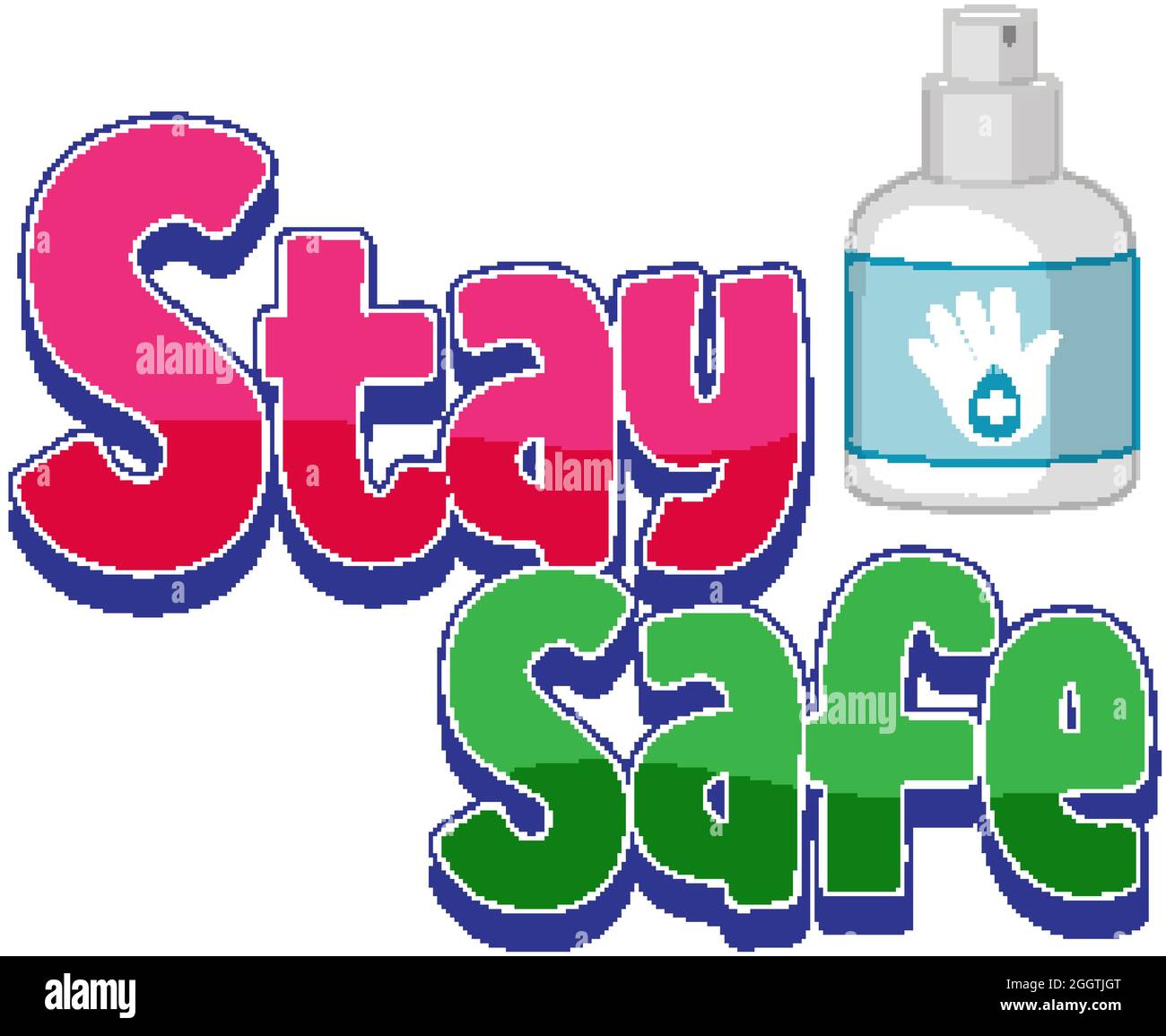 Stay Safe font in cartoon style isolated on white background ...