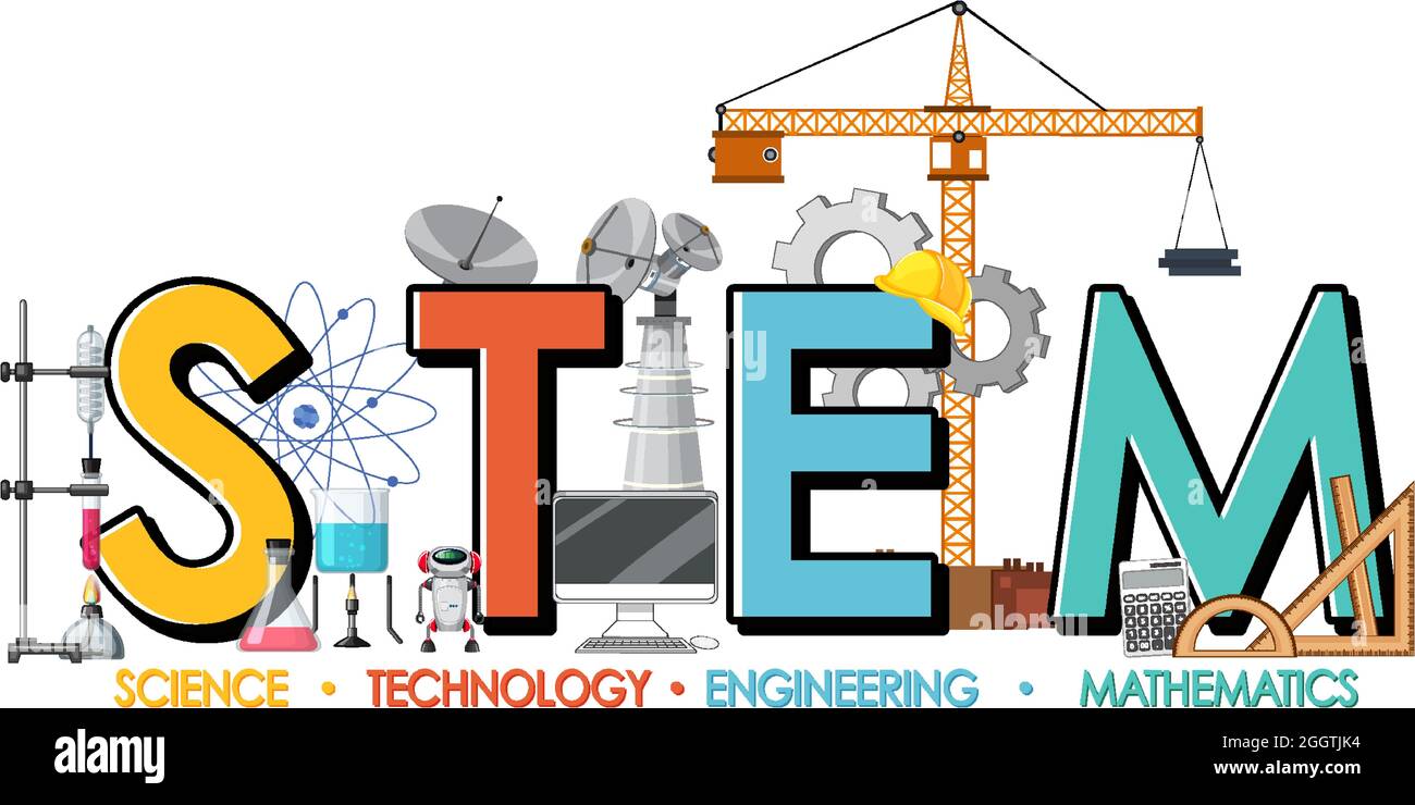 STEM education logo banner on white background illustration Stock ...