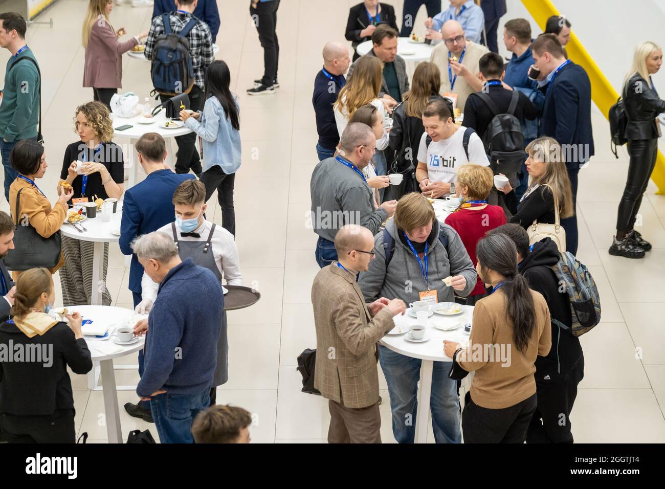 Group of people having coffee break during conference Stock Photo - Alamy