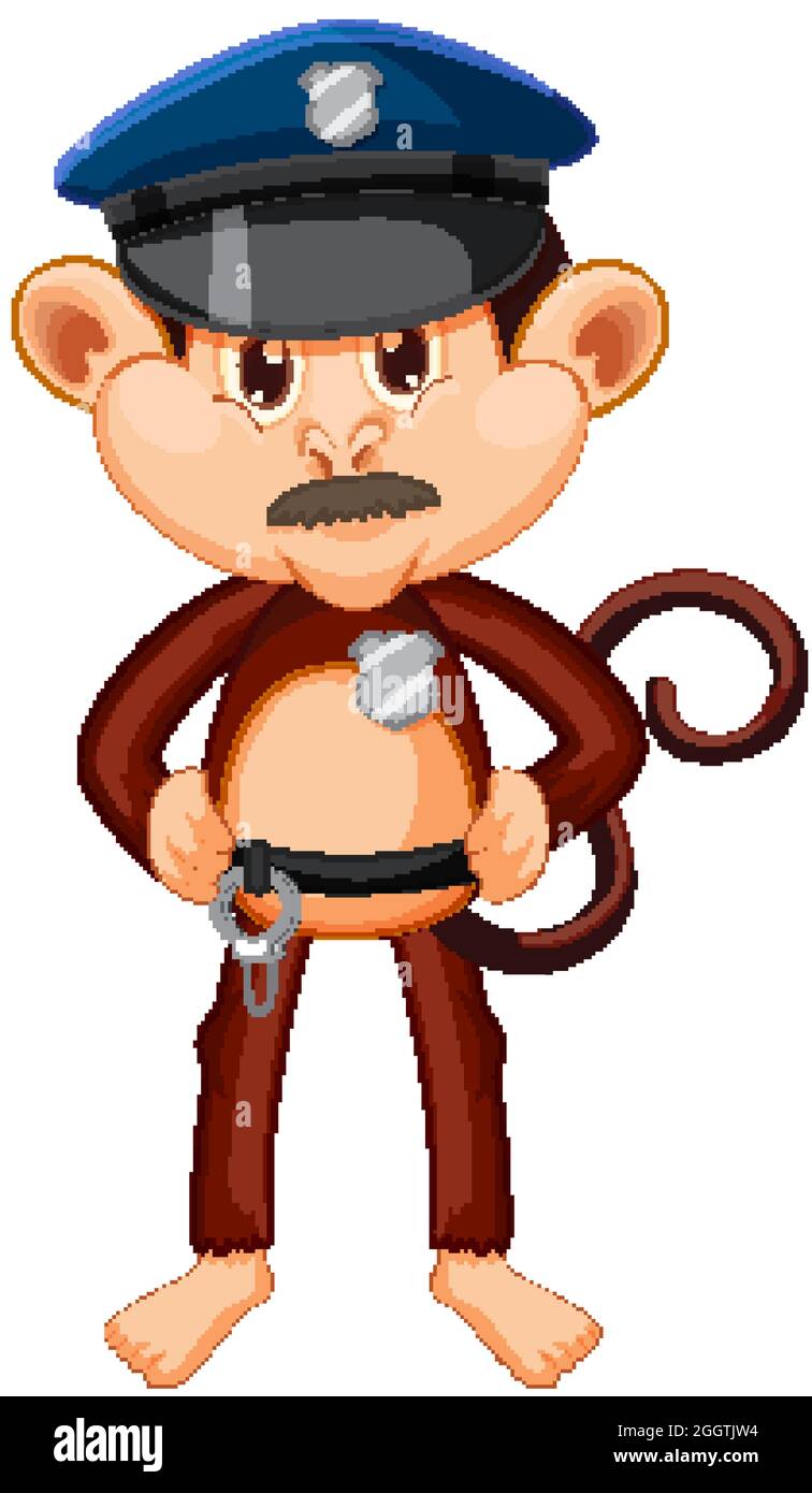 Police monkey cartoon character illustration Stock Vector Image & Art ...