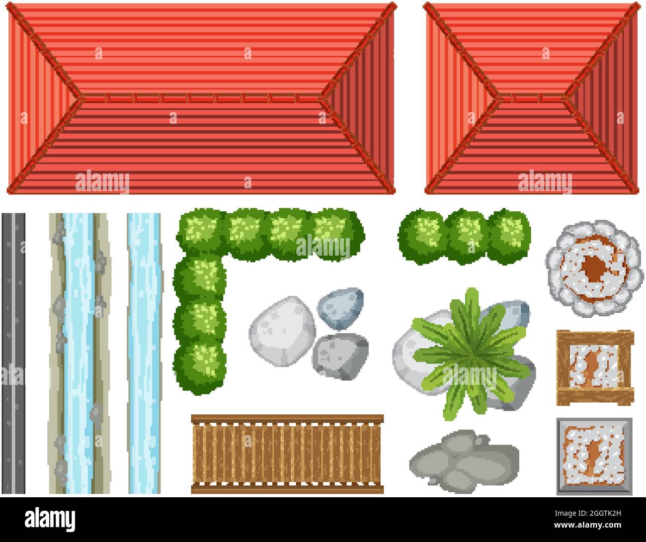 Top view of garden object and element illustration Stock Vector Image ...