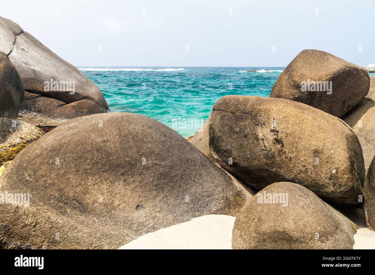 Huge boulders on a beach in Tayrona National Park, Colombia Stock Photo ...