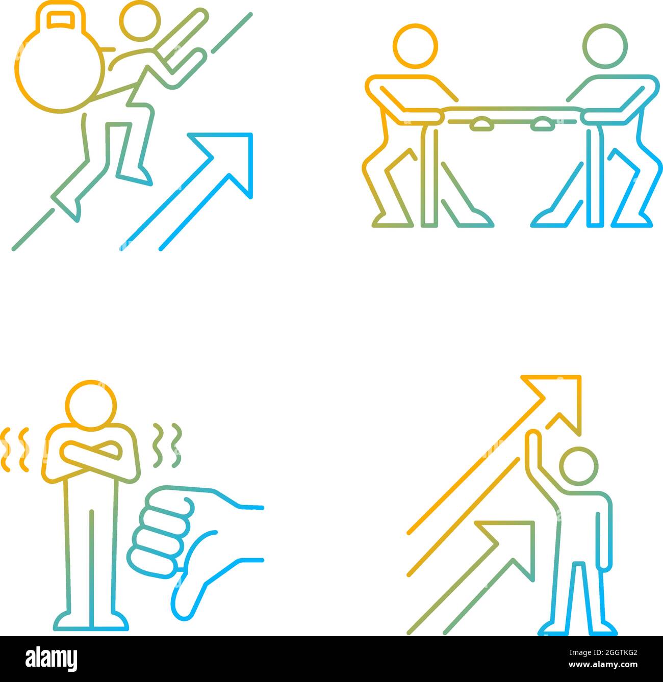 Motivation complications and results gradient linear vector icons set ...