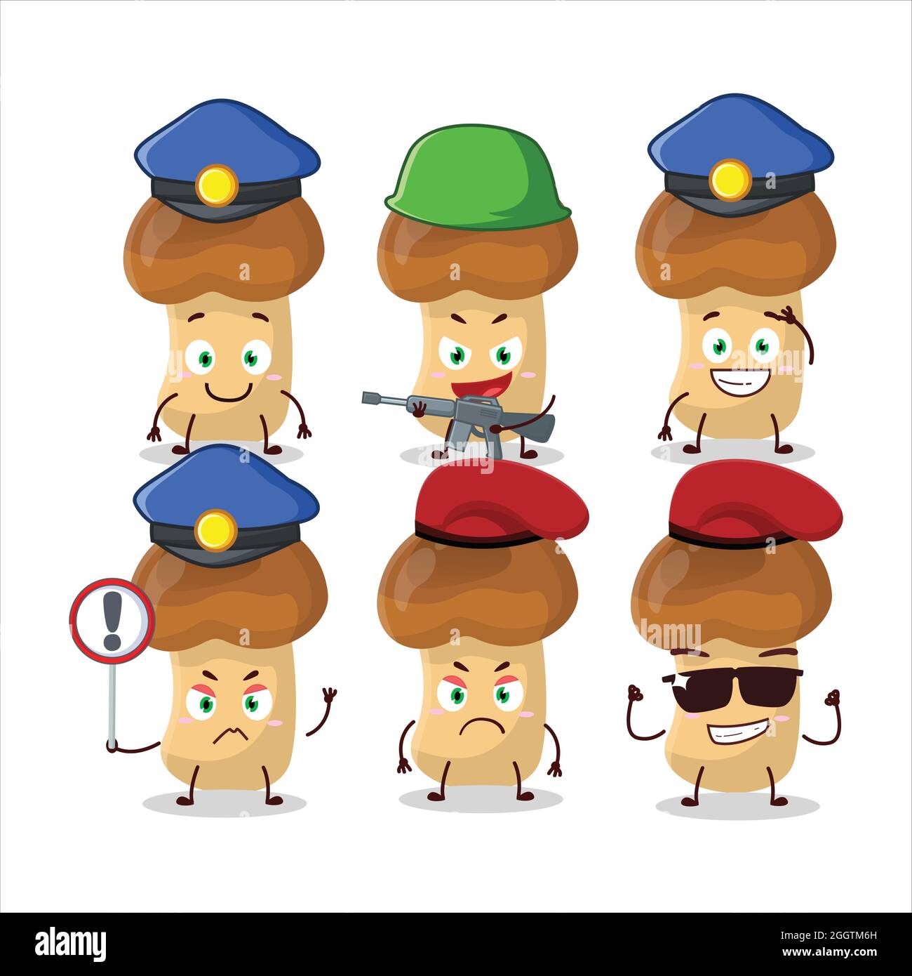 A dedicated Police officer of straw mushroom mascot design style ...