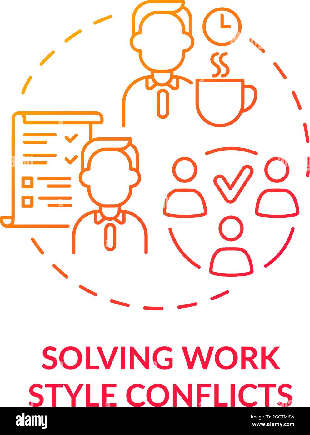Solving work style conflict red gradient concept icon Stock Vector Image & Art - Alamy
