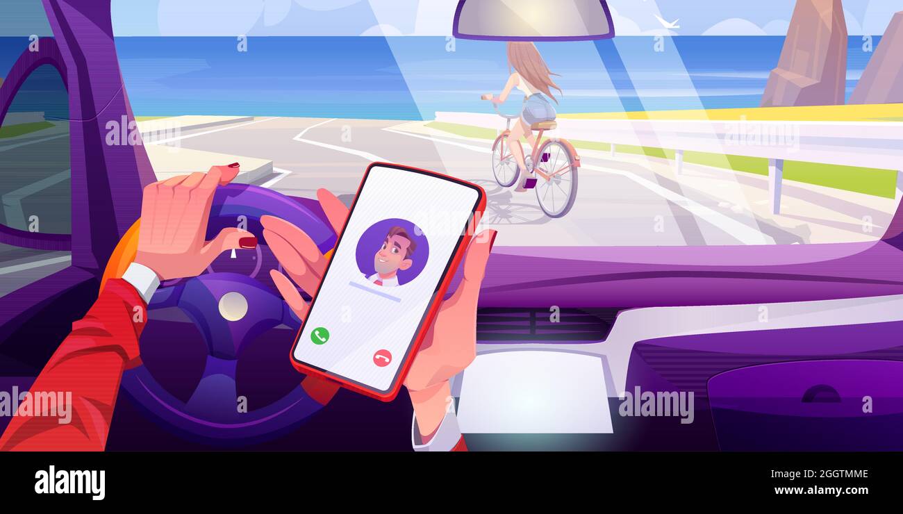 Distracted driver Stock Vector Images - Alamy