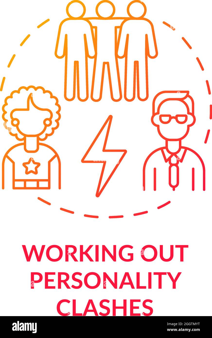 Working out personality clashes red gradient concept icon Stock Vector ...