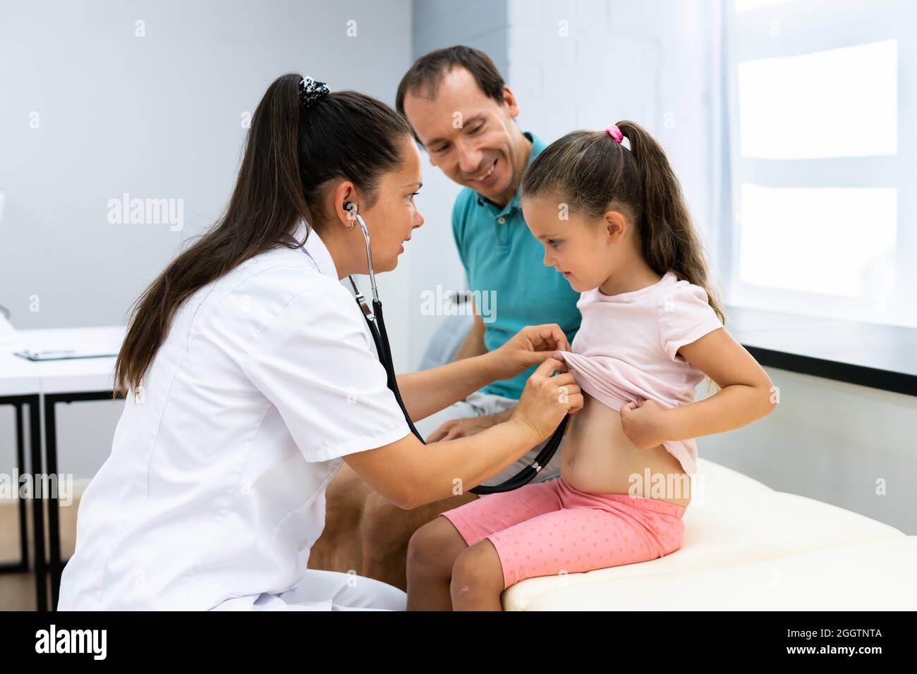 Pediatric Physician Working With Children Patient. Kid Healthcare Test ...