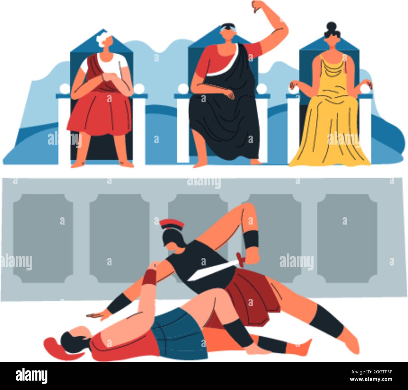 Gladiator fight and voting, roman performance Stock Vector Image & Art ...