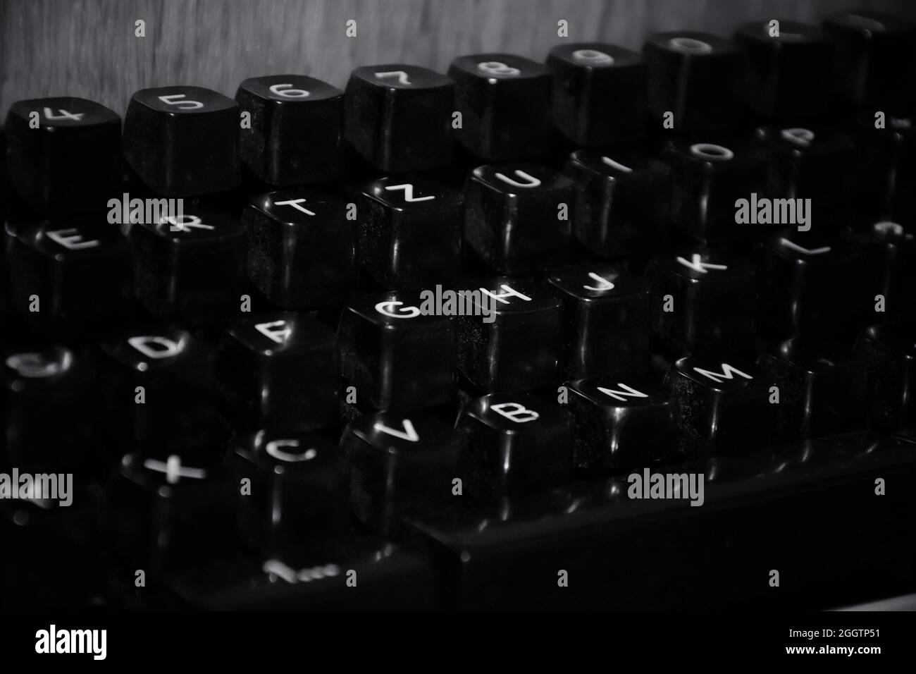 Grayscale closeup of a retro computer keyboard Stock Photo - Alamy