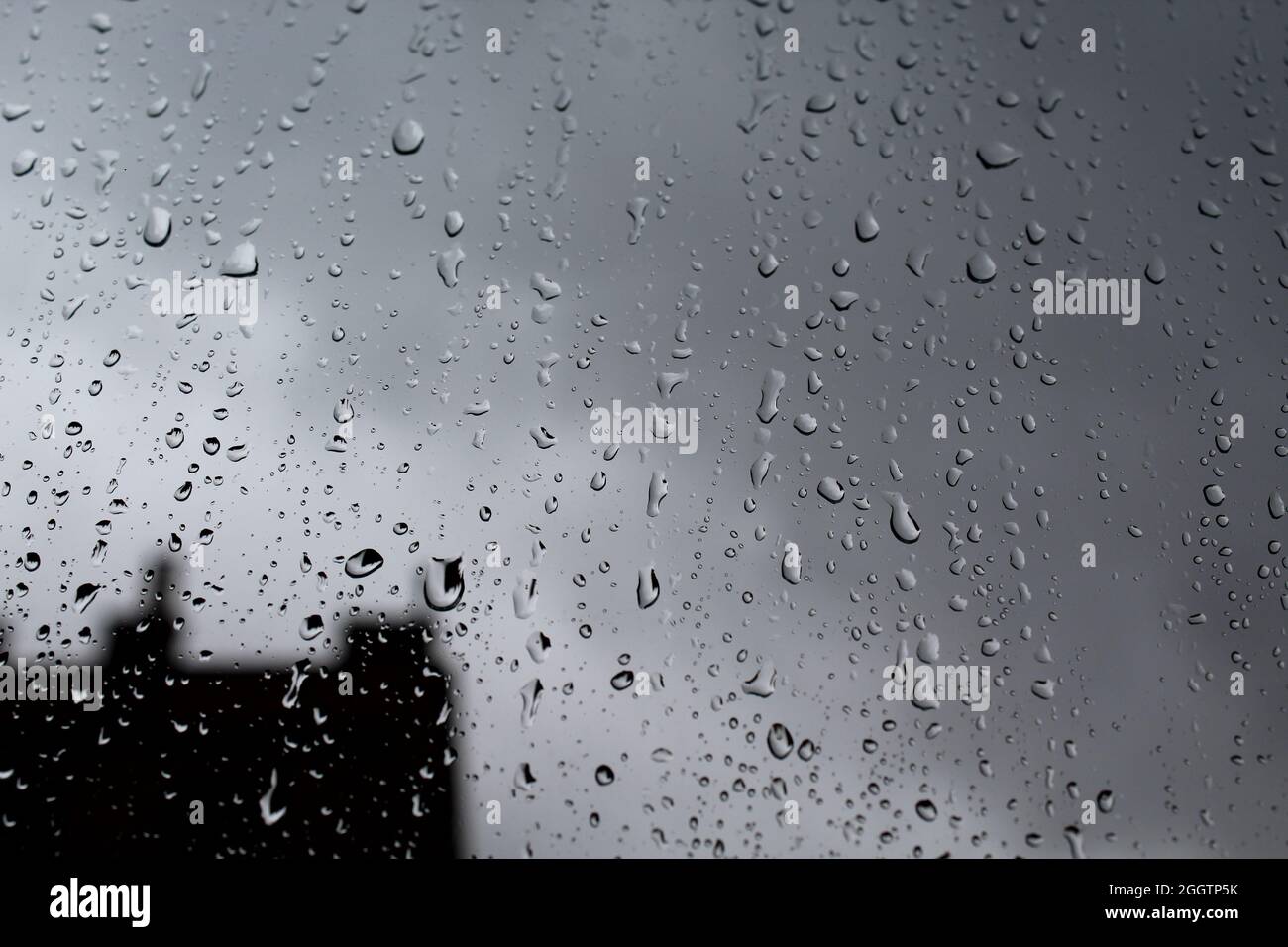 Rainy day, view from the windows with a big drops Stock Photo - Alamy