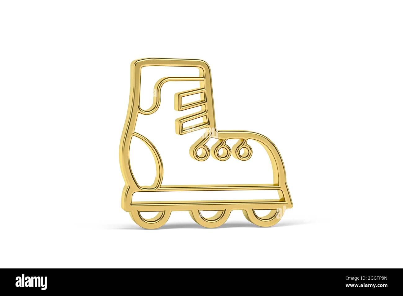 Golden 3d rollerblading icon isolated on white background - 3D render ...