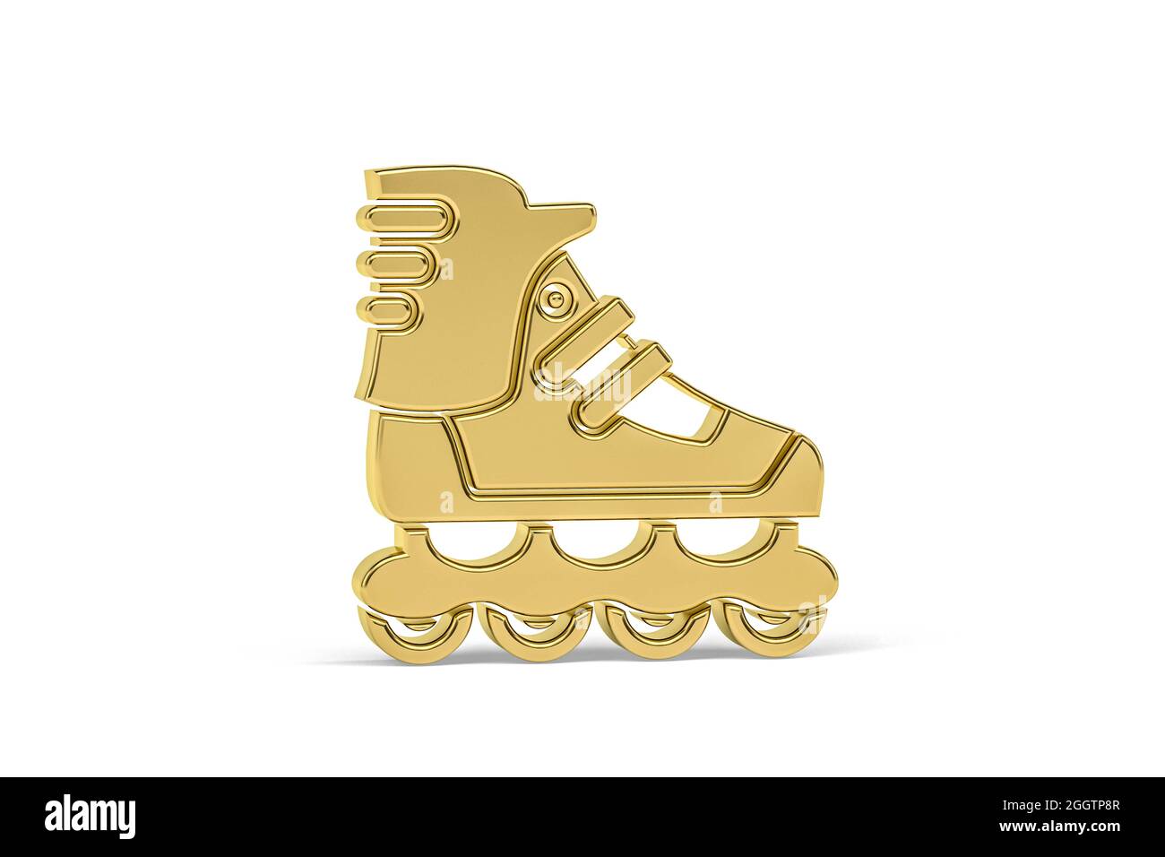 Golden 3d rollerblading icon isolated on white background - 3D render ...