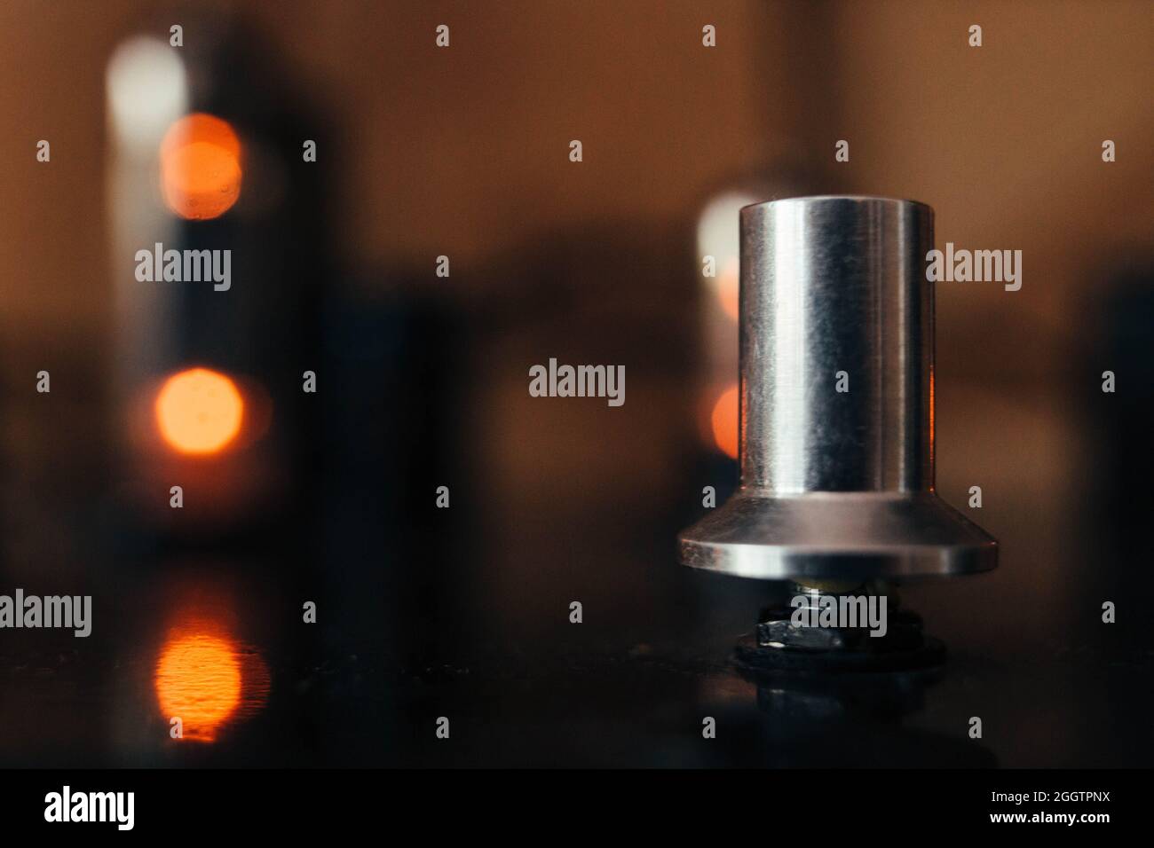 Old music volume control close-up. Vintage tube amplifier Stock Photo ...