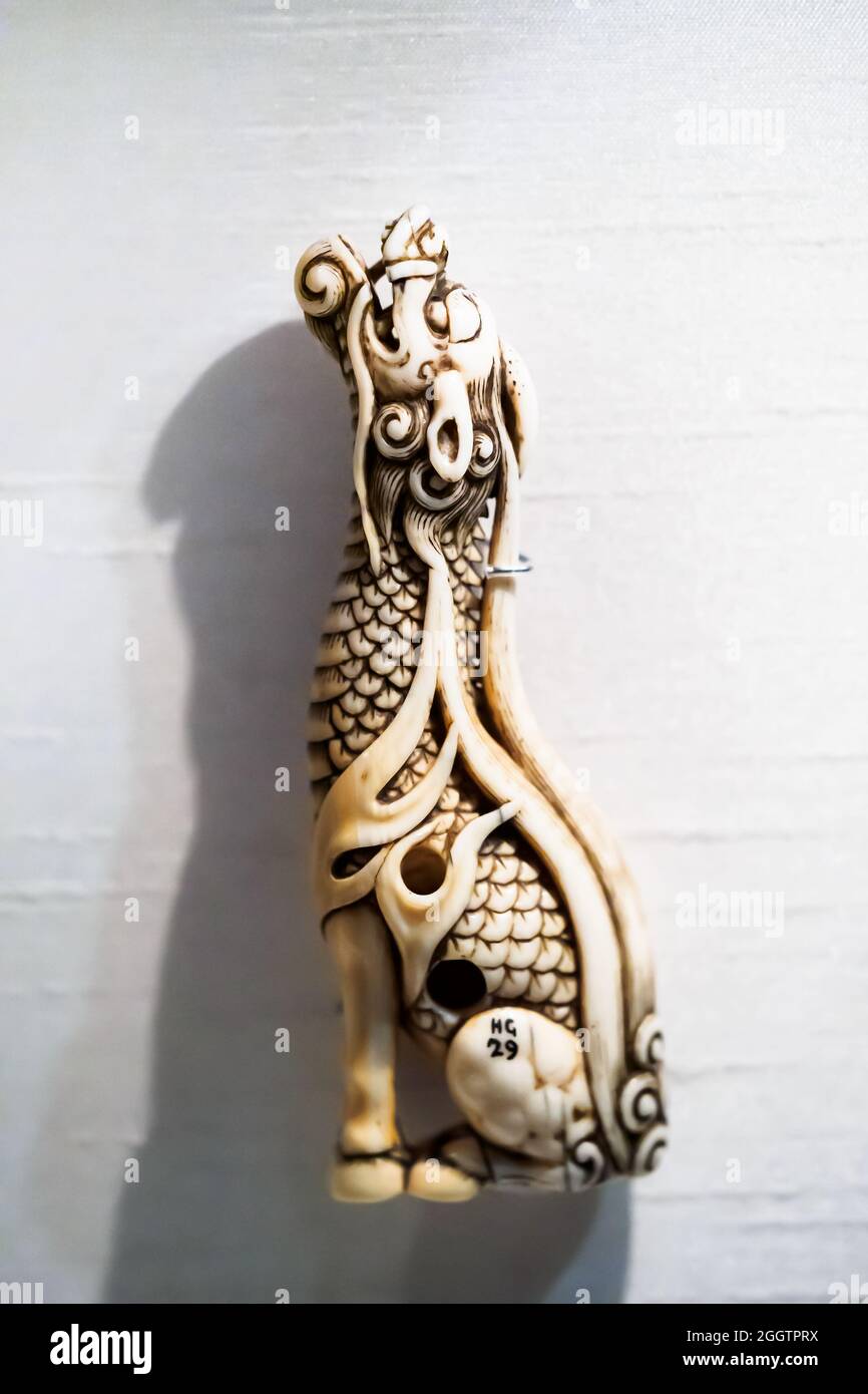 Netsuke figurine Kirin by Yamaguchi Okatomo Ivory 1770-1800 Stock Photo ...