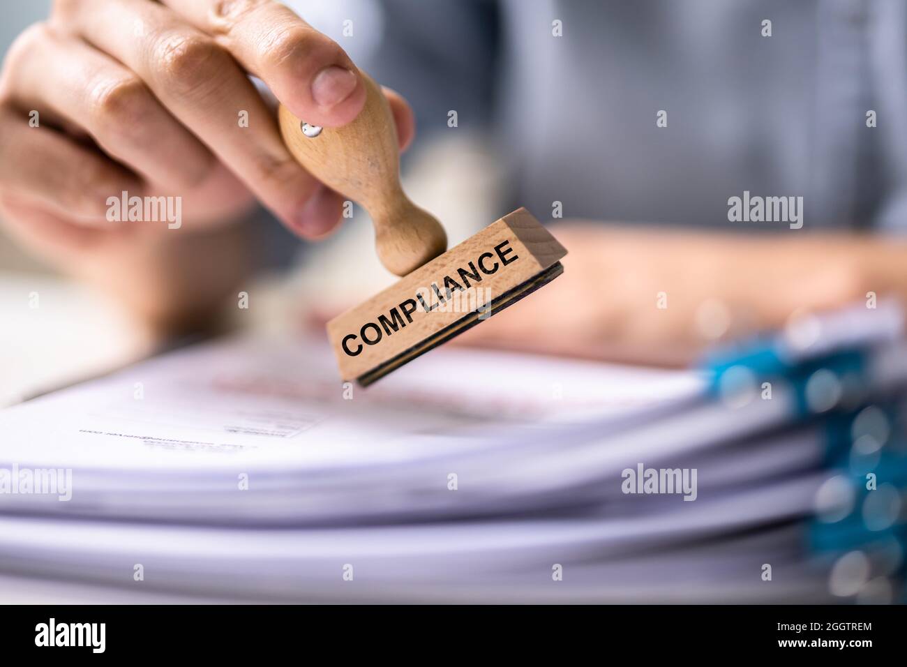 Corporate Compliance Rubber Stamp On Document. Registration And Legal ...