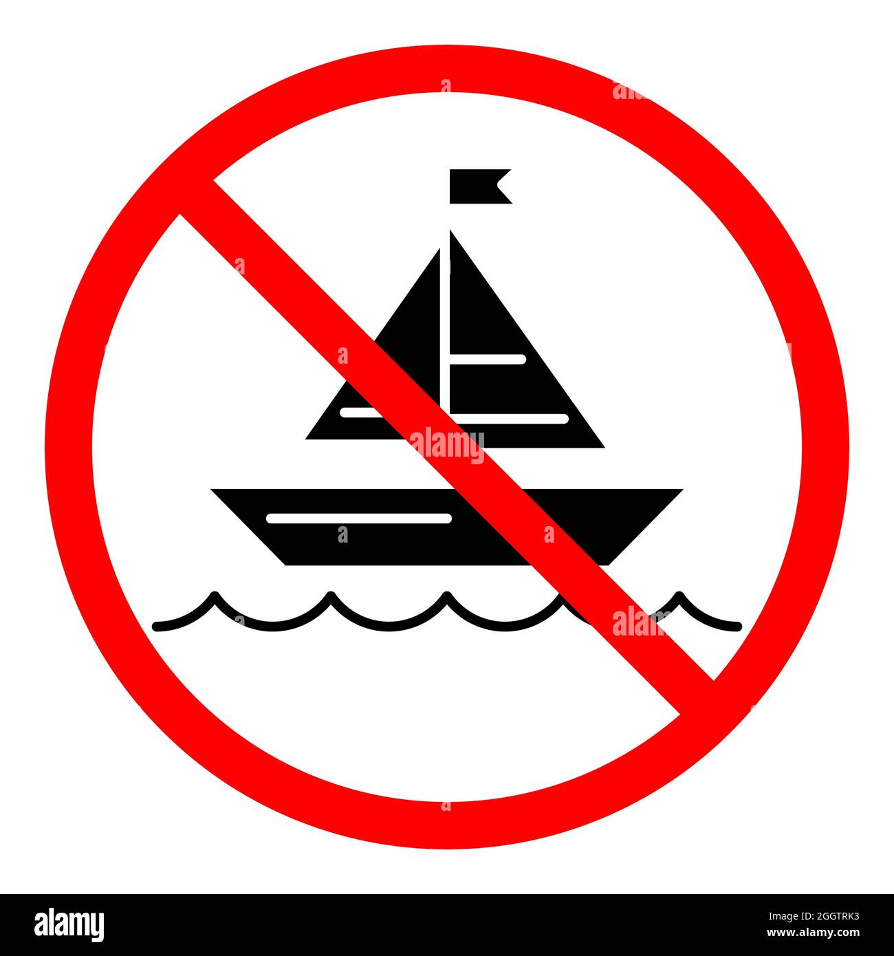 Yacht ban icon. No ship sign. Boat is prohibited. Stop or ban red round ...