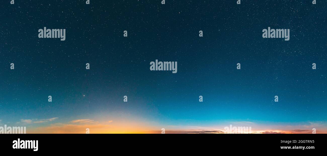 Real Colorful Night Sunset Sunrise Sky Stars. Night Starry Sky With ...