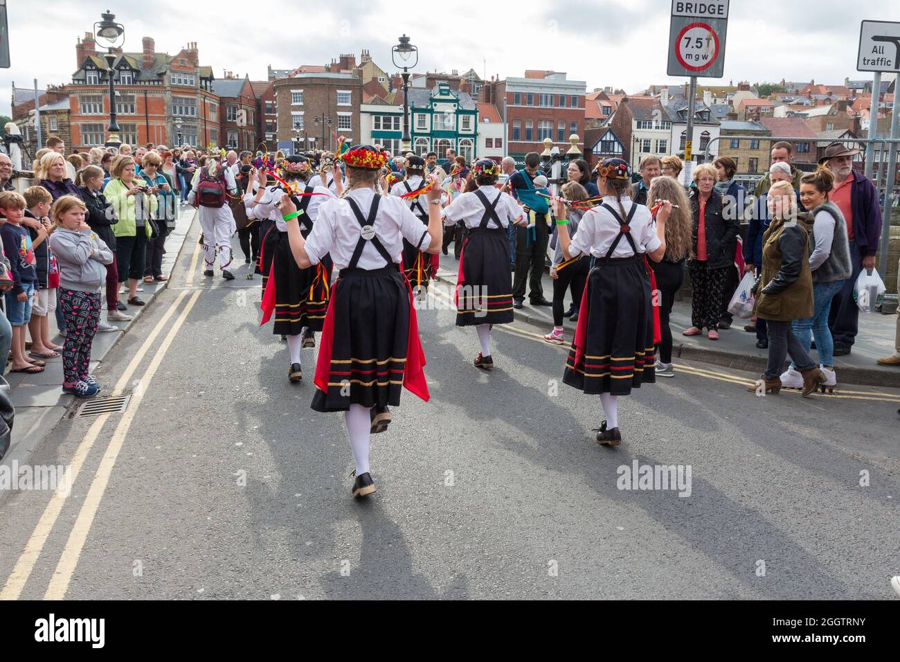 The parade of morris dancers at Whitby folk week Stock Photo - Alamy