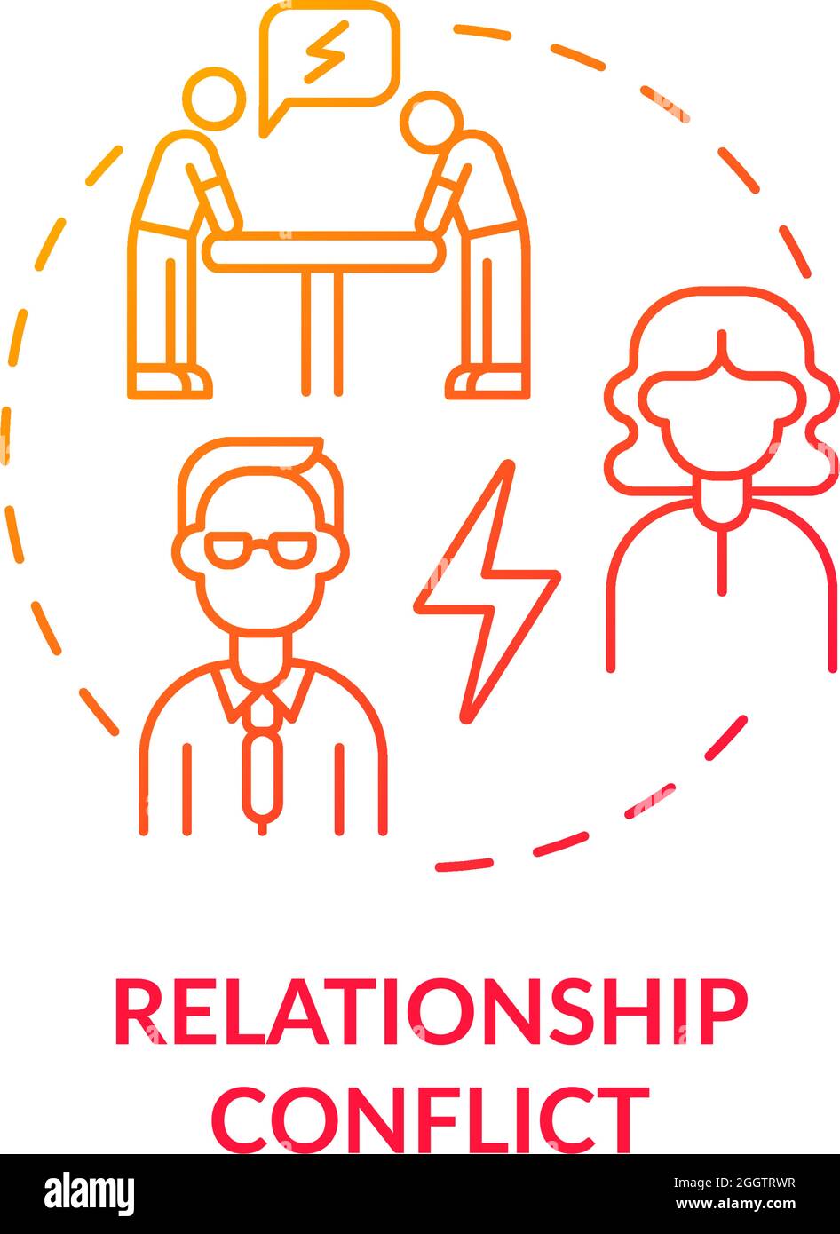Relationship conflict red gradient concept icon Stock Vector Image ...