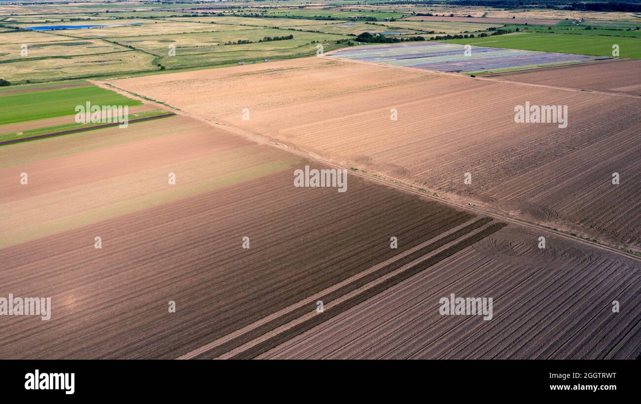 Aerial view of some field patterns in the Lydden Valley, near the ...