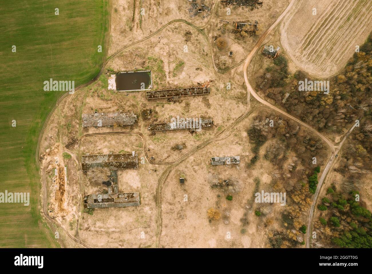 Belarus. Abandoned Barn, Shed, Cowsheds, Farm House In Chernobyl ...