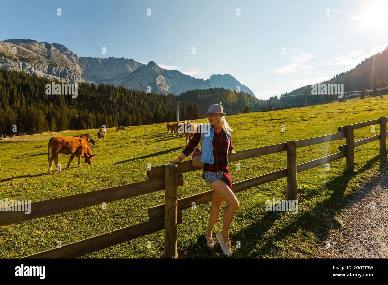 Young woman hiking bavarian mountains hi-res stock photography and ...
