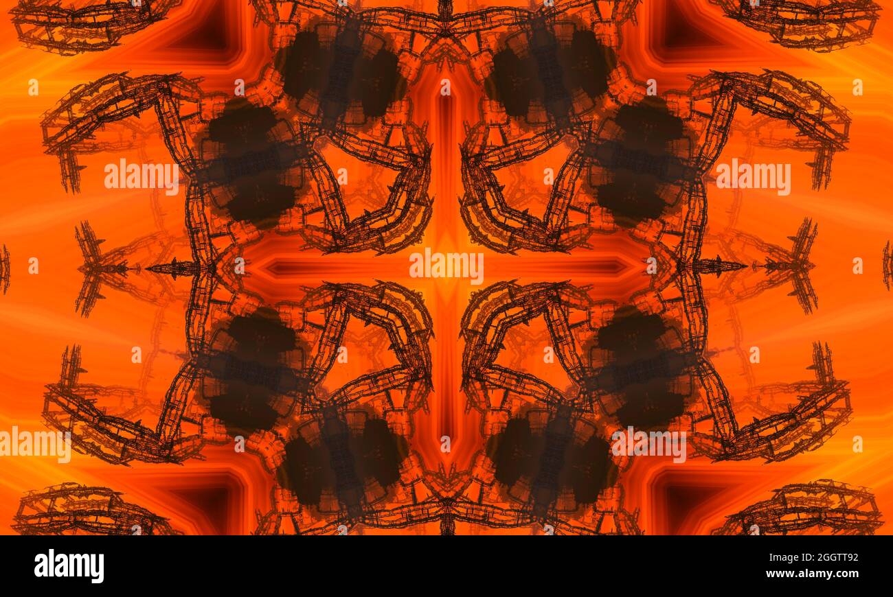 Architectural orange blueprint background. Orange kaleidoscope, modern ...